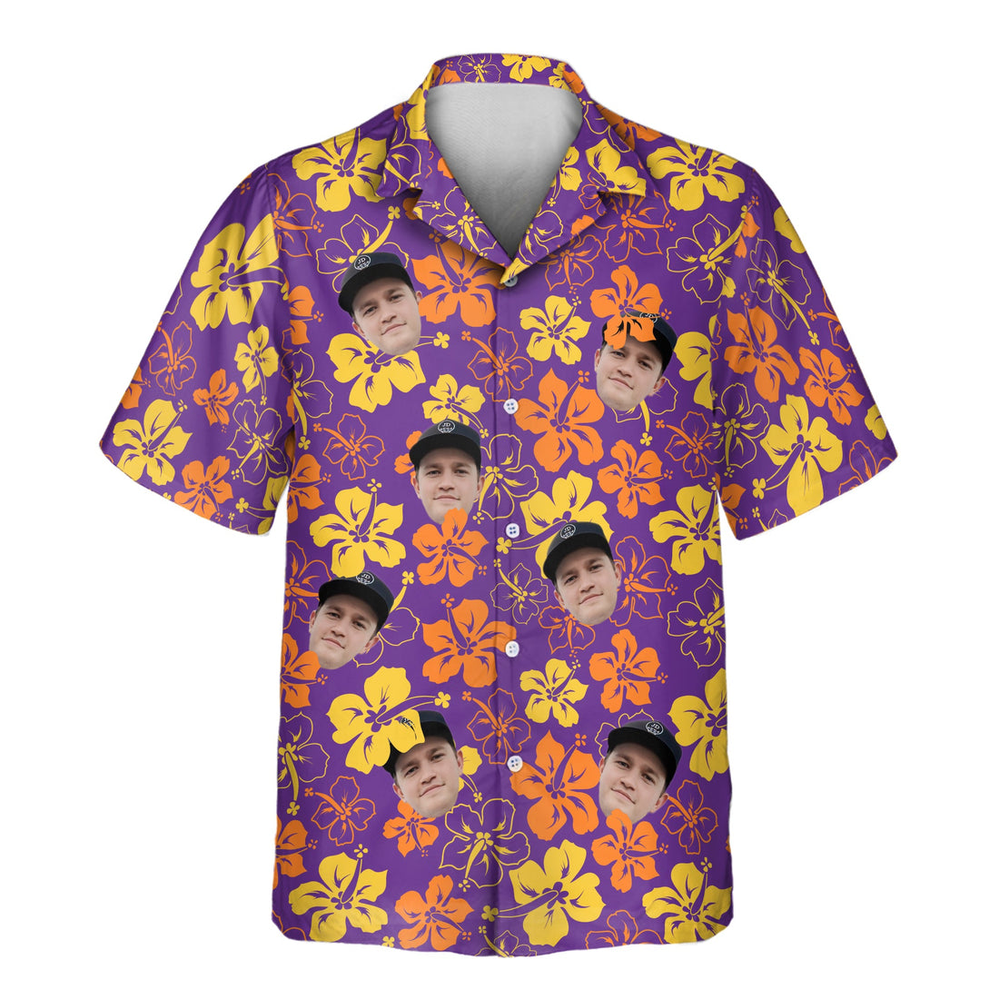 Purple Floral Hibiscus | Aloha Custom Hawaiian Shirts with Faces or Lo ...