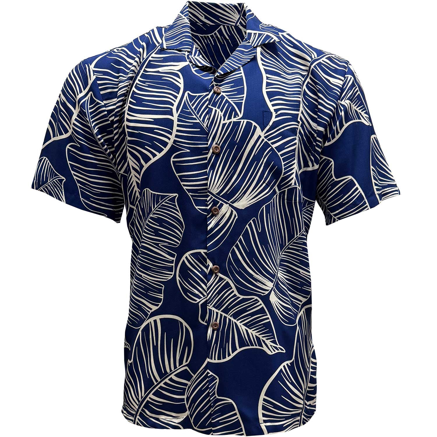 Deep Blue Taro Leaf Hawaiian Shirt – Custom Aloha Shirts