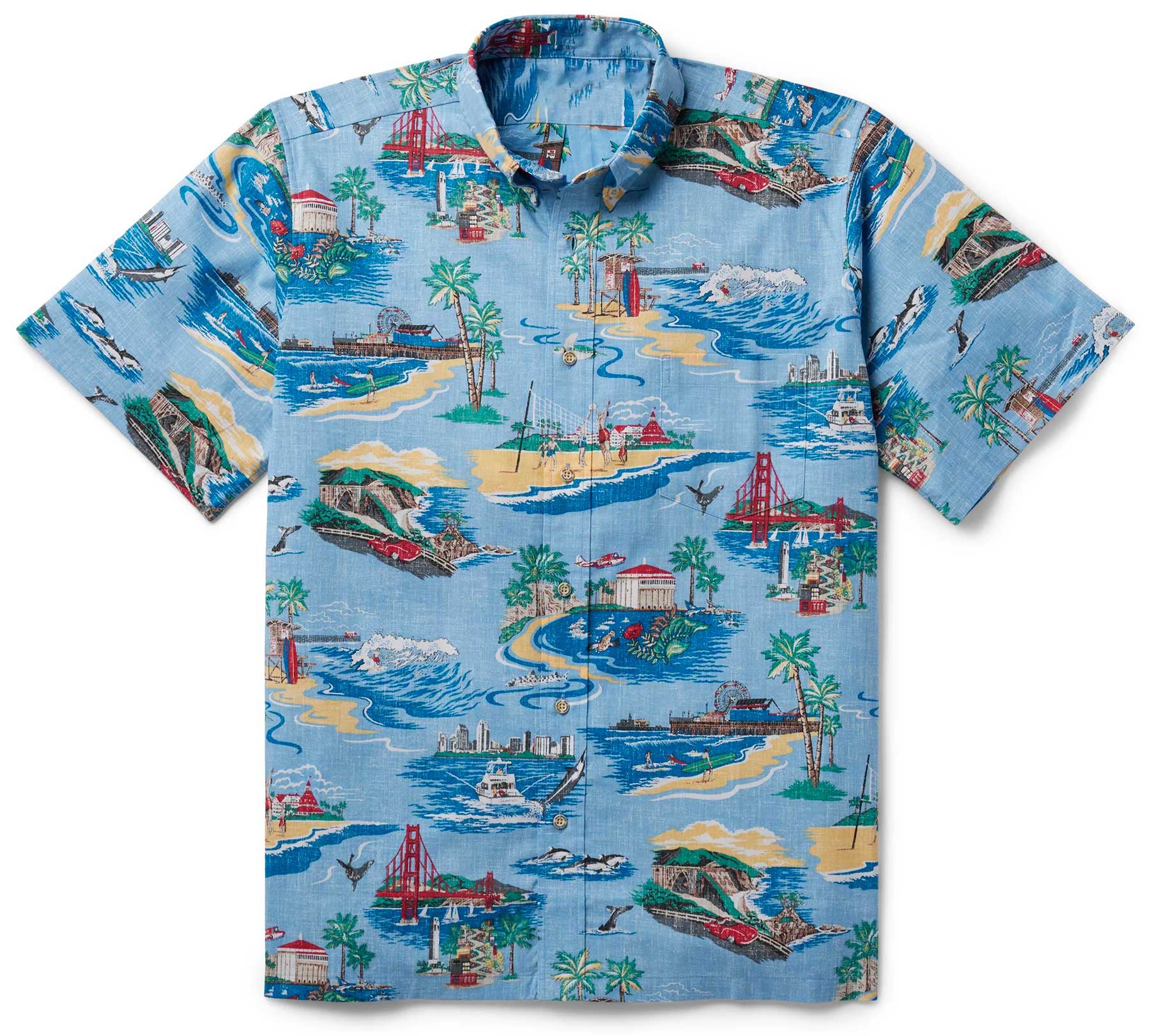 Golden Coast Dusk Blue Hawaiian Shirt – Custom Aloha Shirts