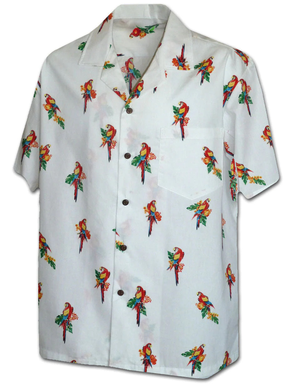White Wild Parrot Hawaiian Shirt – Custom Aloha Shirts